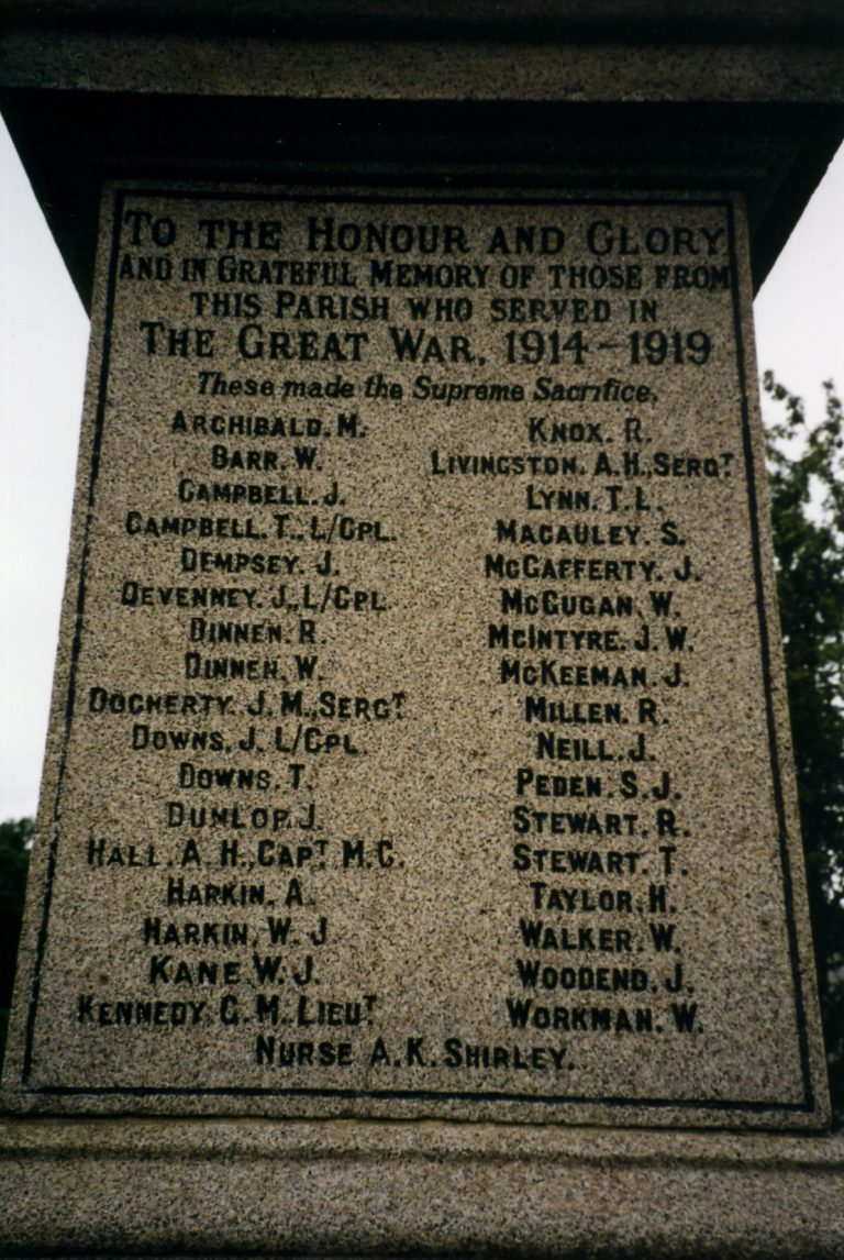 AGHADOWEY Co. Londonderry – War Memorials in the north of Ireland